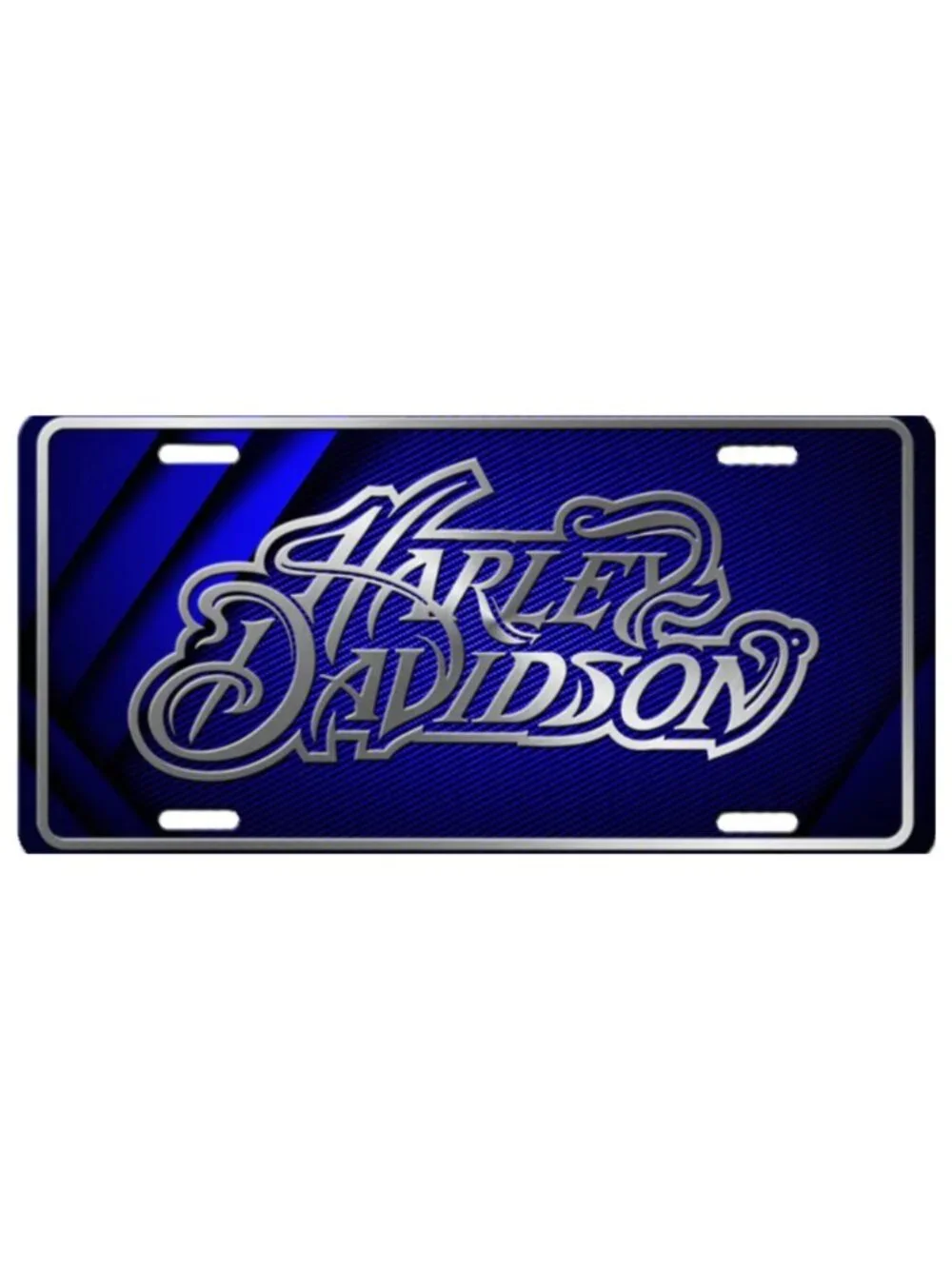 Accents | Harley Logo Art On Silver On Blue Metal Aluminum Vanity ...